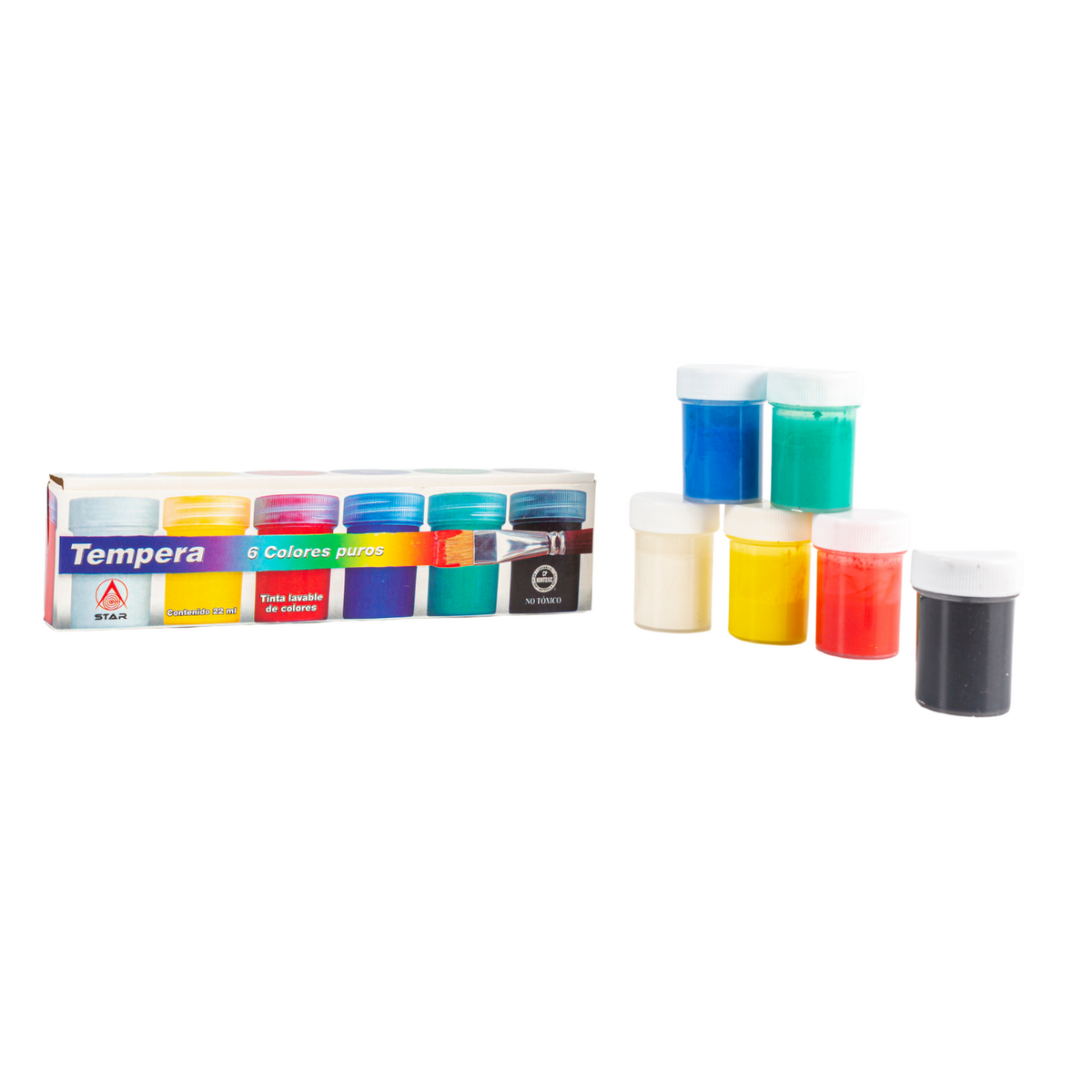 TEMPERA 6 COLORES STAR – Mundo Papel 2001, C.A.